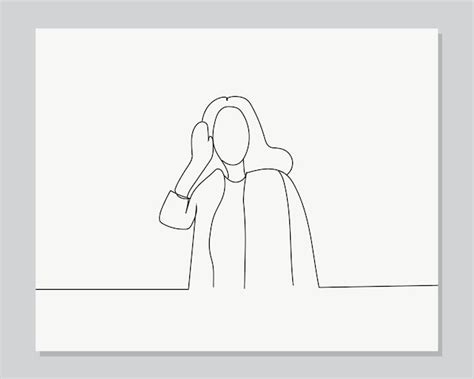 손으로 연속 한 줄 그림으로 눈을 덮는 남자 옷 프리미엄 벡터