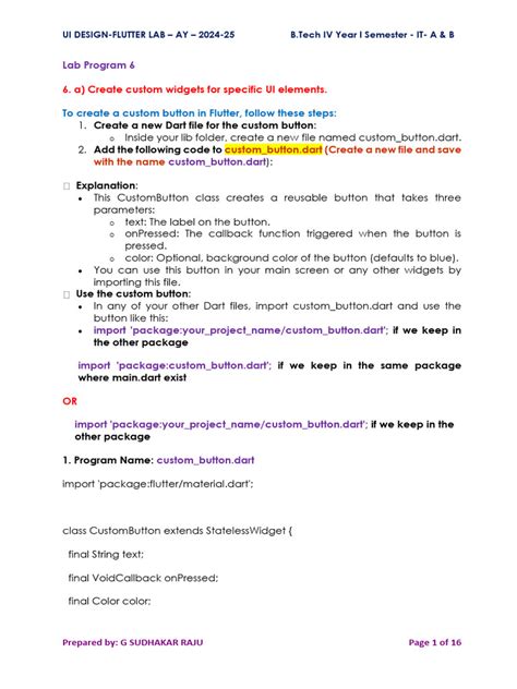 Ui Design Flutter Lab Week 6 Pdf Button Computing Computer