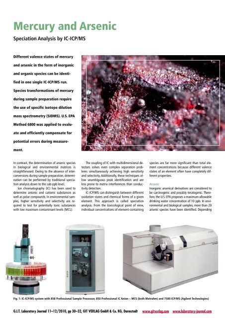 Mercury And Arsenic Speciation Analysis By Ic Mep Instruments