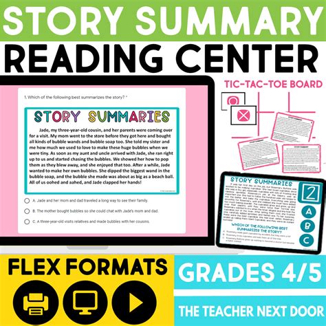 Story Summary Reading Center For Th And Th Grades The Teacher Next Door