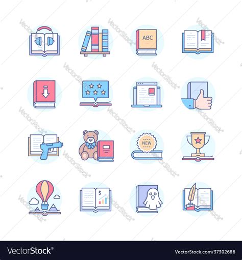 Reading Mobile App Line Design Style Icons Set Vector Image