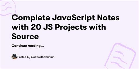 Complete Javascript Notes With 20 Js Projects With Source — Codewithdhanian Buymeacoffee