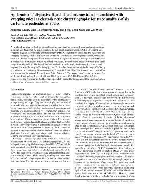 Pdf Application Of Dispersive Liquidliquid Microextraction Combined