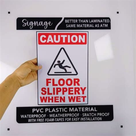 Signage Floor Slippery When Wet Red Pvc Plastic Material Signage