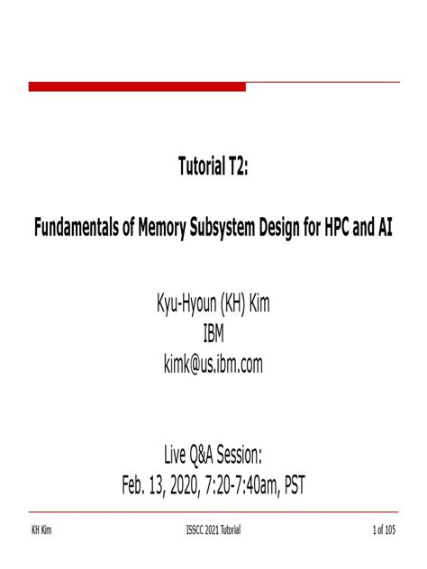 Tutorial T2 Fundamentals Of Memory Subsystem Design For Hpc And Ai