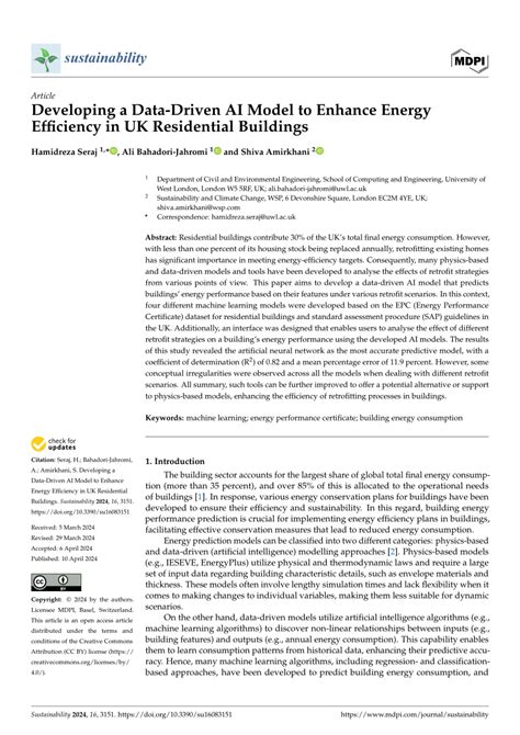 Pdf Developing A Data Driven Ai Model To Enhance Energy Efficiency In Uk Residential Buildings