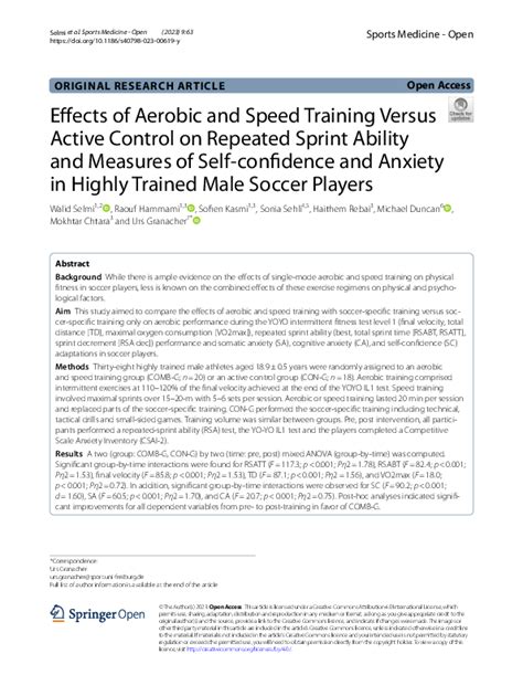 Pdf Effects Of Aerobic And Speed Training Versus Active Control On Repeated Sprint Ability And