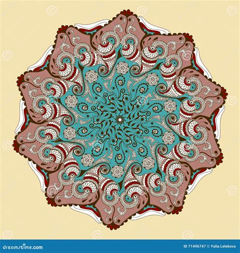 Мандала вектора флористическая в индийском стиле Цветок Ornamental