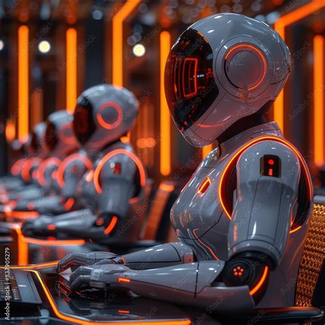 A Futuristic Customer Service Center With Ai Chatbots Handling Inquiries Virtual Assistants