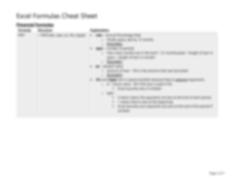 Solution Excel Functions Cheat Sheet Vl2 Studypool