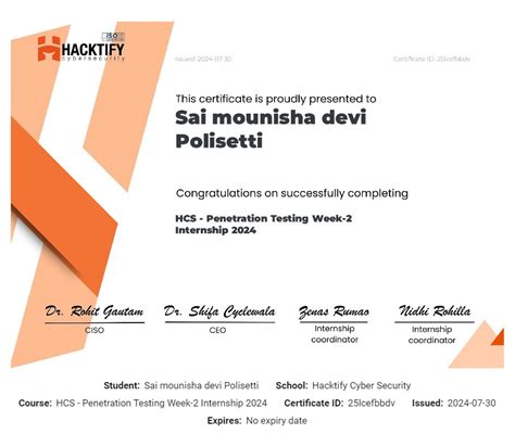 Sai Mounisha Devi Polisetti On Linkedin Cybersecurity Pentesting Hacktifycybersecurity