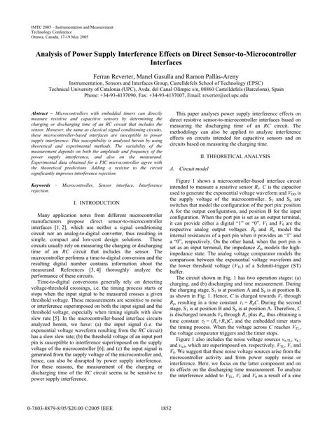 Pdf Analysis Of Power Supply Interference Effects On Direct Sensor To