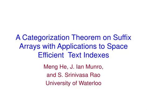 ppt a categorization theorem on suffix arrays with applications to