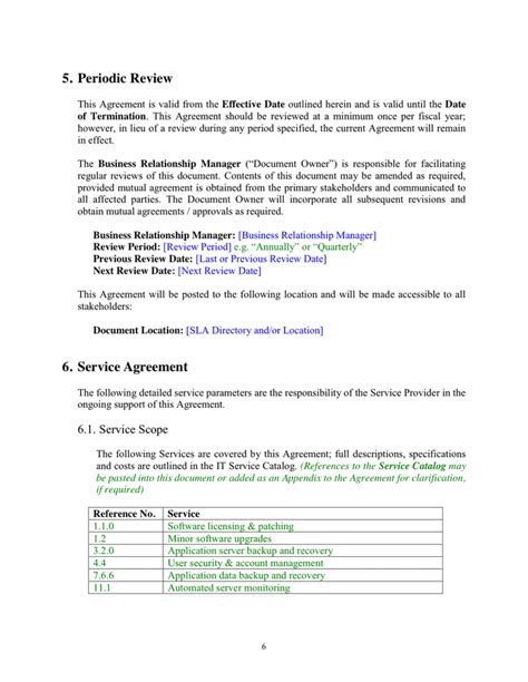 Service Level Agreement SLA Template In Word And Pdf Formats Page 6 Of 13
