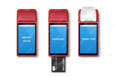 Premium Vector Vector 3d Realistic Red Wifi Payment Machine Credit Card Receipt Pos Terminal