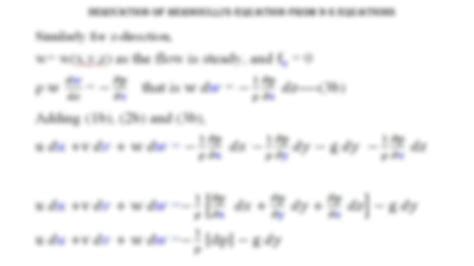 SOLUTION Derivation Of Bernoulli S Equation From Navier Stokes Equation Studypool