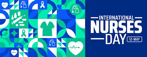 국제 간호사의 날 기하학적 모양 패턴 배경 배너 또는 포스터 디자인 템플릿 매년 5 월에 관찰됩니다 휴일 개념 모든 템플릿 카드 포스터 플래카드 템플릿에 사용할 수 있습니다