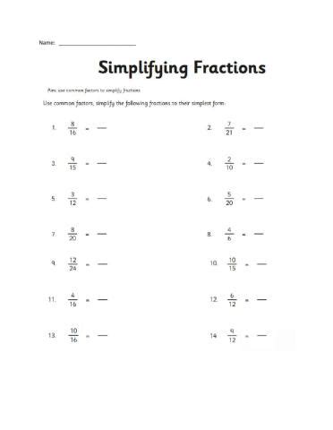 Simplifying Fractions Activity Live Worksheets Worksheets Library