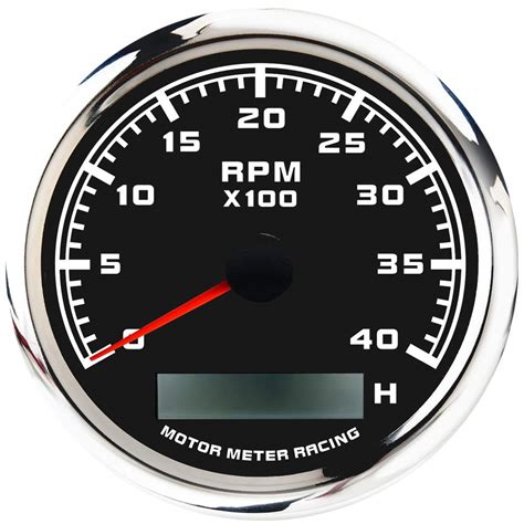 Buy Motor Meter Racing W Pro Tachometer Hour Meter 4000 Rpm Programmable Waterproof Black Dial