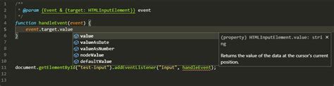 Javascript Jsdoc Property Value Does Not Exist On Type Eventtarget Stack Overflow