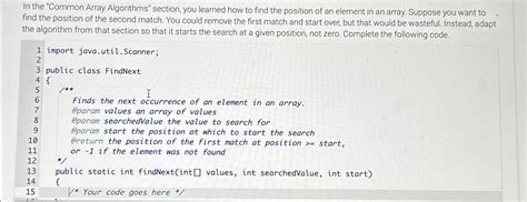 Solved In The Common Array Algorithms Section You Learned