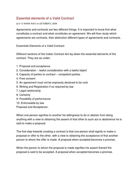 Essential Elements Of A Valid Contract Vsramarao