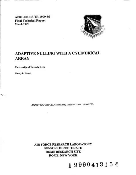 Pdf Adaptive Nulling With A Cylindrical Array Nulling With A Cylindrical Array An Ideal
