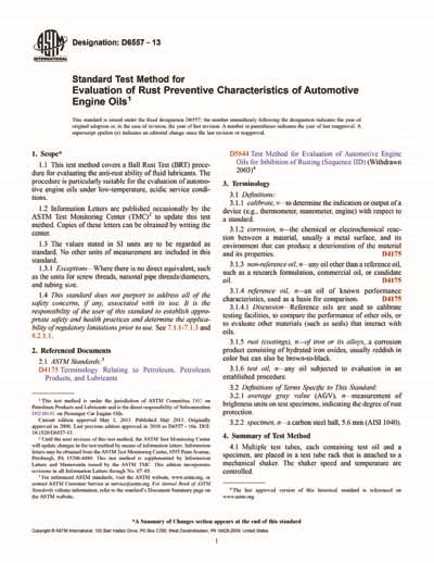 ASTM D Standard Test Method For Evaluation Of Rust Preventive Characteristics Of