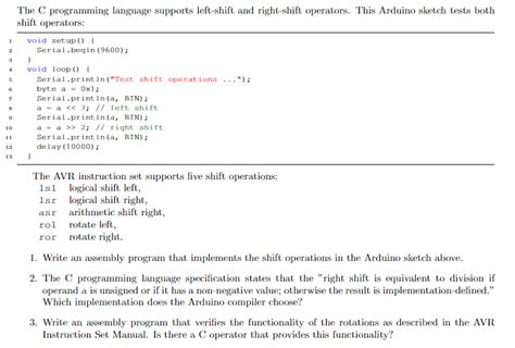 Solved 1 2 The C Programming Language Supports Left Shift