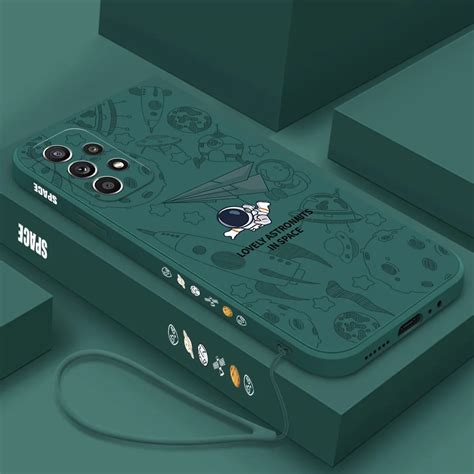 우주 비행사 핸드 랜야드 휴대폰 케이스 삼성 갤럭시 S22 울트라 S21 S20 Fe 노트 10 20 플러스 울트라 액체 실리콘 소프트 커버 케이스 Aliexpress