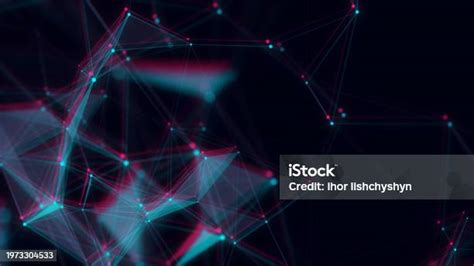 블루 글리치 네트워크 연결 구조 점과 선이 있는 디지털 배경입니다 빅 데이터 시각화 3d 렌더링 가리키기에 대한 스톡 사진 및 기타 이미지 Istock