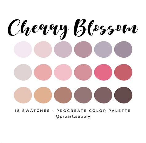 Cherry Blossom Procreate Color Palette Hex Codes Pink Blue Purple For