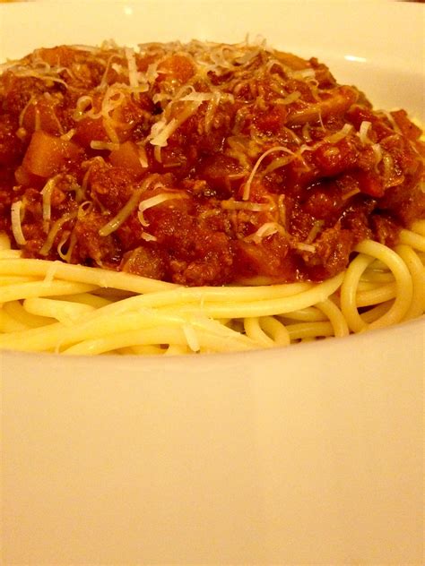 Spaghetti Bolognese A Glass Of Red Wine