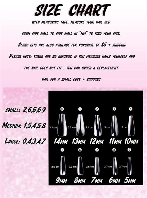 Our New Size Chart Sizing Kits Personnail Press Ons Facebook