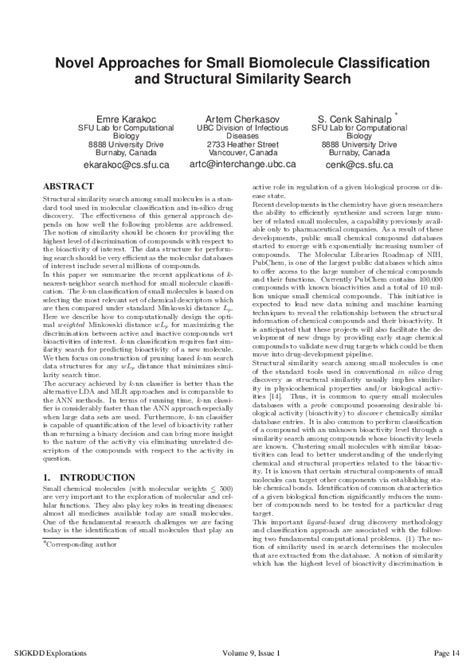 Pdf Novel Approaches For Small Biomolecule Classification And