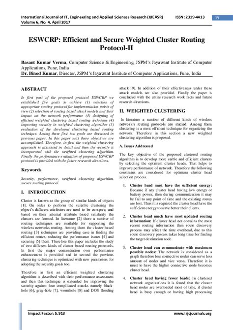 Pdf Eswcrp Secure Weighted Clustering Protocol Ii