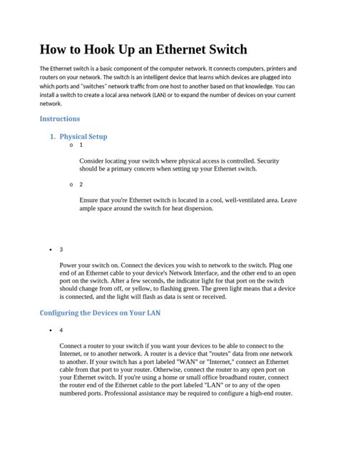 Hook Up An Ethernet Switch Pdf