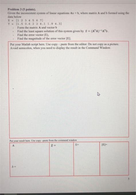 Solved Problem Points Given The Inconsistent System Chegg