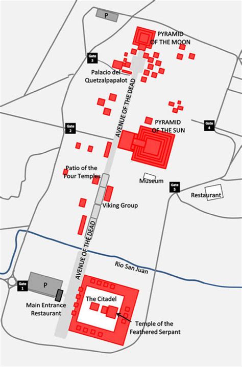 Three Pyramids Teotihuacan Map