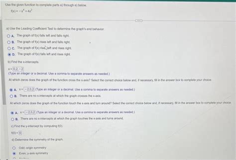 solved use the given function to complete parts a through