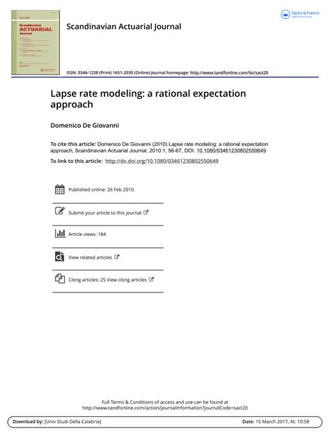 Pdf Lapse Rate Modeling A Rational Expectation Approach