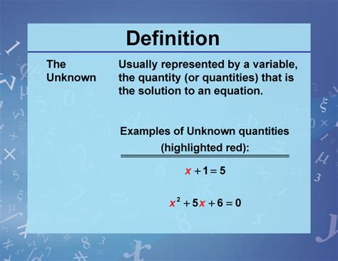 Definition Variables Unknowns And Constants Unknown Media4math