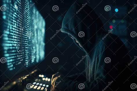 Cybersecurity Computer Hacker With Hoodie Vulnerability And Hacker