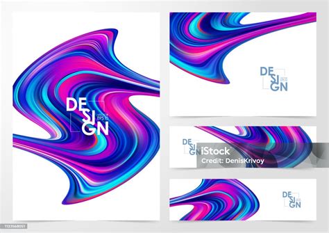 현대 색상 흐름 배경의 집합입니다 추상 파 액체 모양입니다 디자인을 위한 템플릿 3차원 형태에 대한 스톡 벡터 아트 및 기타 이미지 3차원 형태 개념 개념과 주제