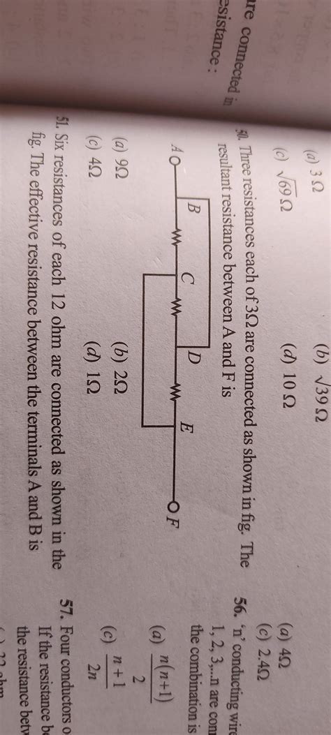 Three Resistances Each Of 3Ω Are Connected As Shown In Fig The Resultant