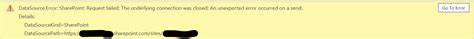 Unexpected Error The Underlying Connection Was Cl Microsoft Fabric Community
