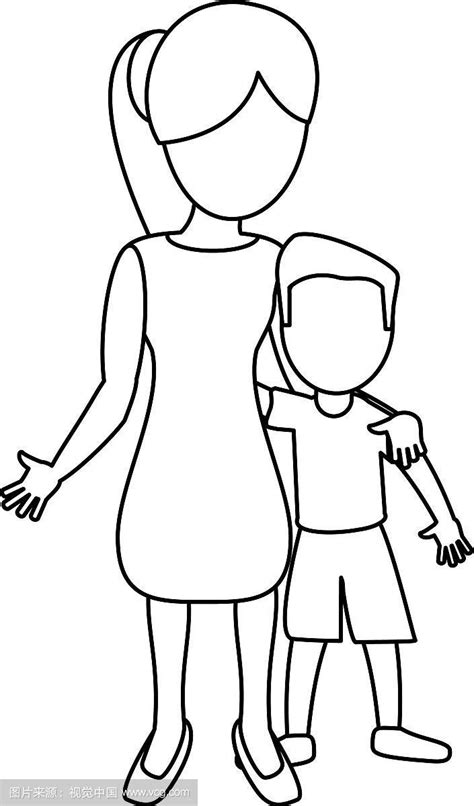 妈妈抱小孩子简笔画简单笔画（漂亮13张） 简笔画图片大全