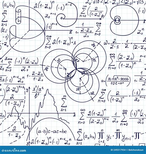 `back To School` Educational Vector Seamless Pattern With Handwritten Math Formulas And Figures