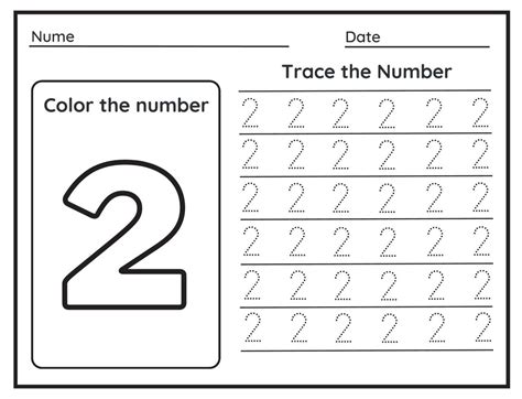 number two tracing practice worksheet training write and count numbers