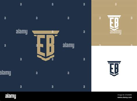 Eb Monogram Initials Logo Design With Pillar Icon Attorney Law Logo Design Inspiration Stock
